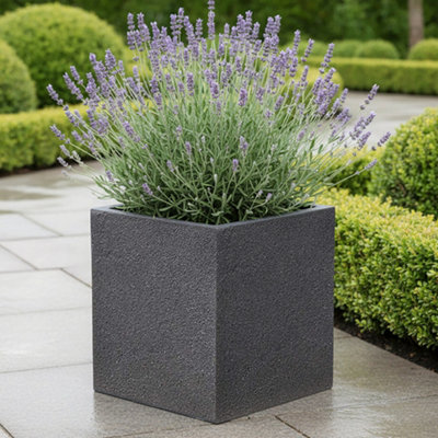 IDEALIST™ 30cm Square Planter, Grey Reinforced Stone Flower Box ...