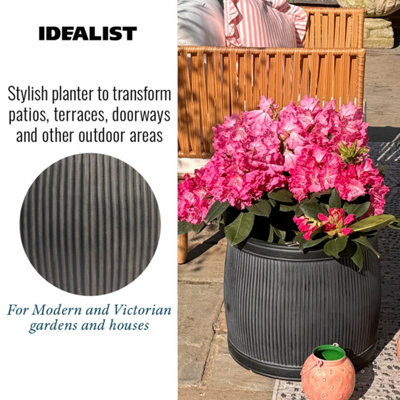 IDEALIST™ 32cm Planter, Faux Lead Reinforced Stone Garden Dolly Tub ...