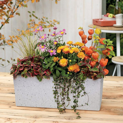 IDEALIST™ 40cm Window Box Garden Planter, Grey Marble Effect Windowsill ...