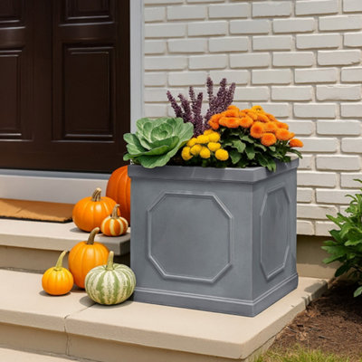 IDEALIST™ 45cm Large Square Planter for Trees, Grey Reinforced Stone ...