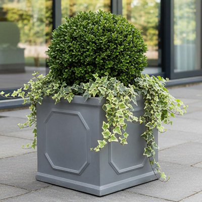 IDEALIST™ 45cm Large Square Planter for Trees, Grey Reinforced Stone ...