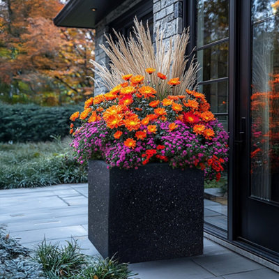 IDEALIST™ 50cm Large Square Planter for Trees, Black Terrazzo Effect ...