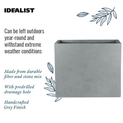 IDEALIST™ 50cm Planter, Grey Reinforced Stone Garden Trough ...