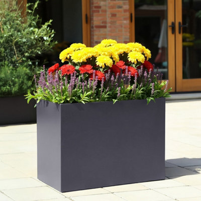 IDEALIST™ 50cm Tall Garden Trough, Dark Grey Reinforced Stone ...