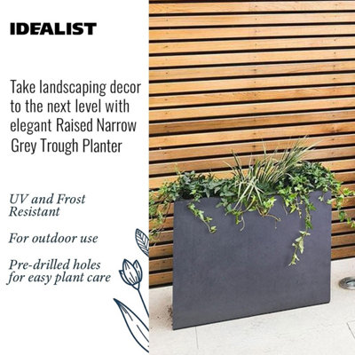 IDEALIST™ 50cm Tall Garden Trough, Dark Grey Reinforced Stone ...