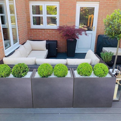 IDEALIST™ 50cm Tall Garden Trough, Dark Grey Reinforced Stone ...