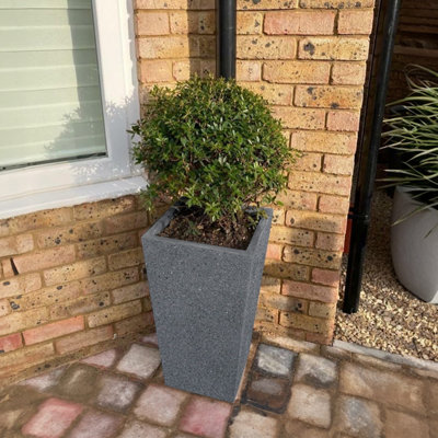 IDEALIST™ 50cm Tall Planter, Grey Reinforced Stone Tapered Garden ...