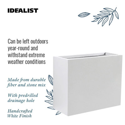 IDEALIST™ 50cm Tall Trough Garden Planter, White Reinforced Stone ...