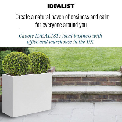 IDEALIST™ 50cm Tall Trough Garden Planter, White Reinforced Stone ...