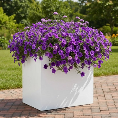 IDEALIST™ 50cm Tall Trough Garden Planter, White Reinforced Stone ...