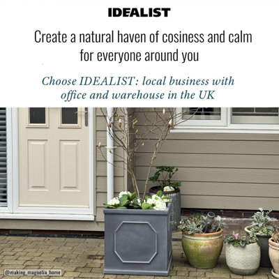 IDEALIST™ 55cm Square Planter, Chelsea Grey Flower Box Garden Planter ...