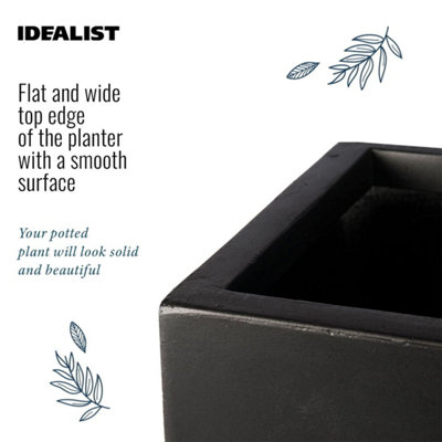 IDEALIST™ 60cm Trough Garden Planter, Black Reinforced Stone ...