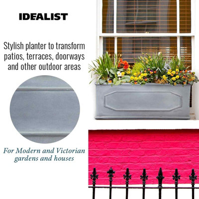 IDEALIST™ 60cm Window Box Chelsea Planter, Slate Effect Windowsill ...