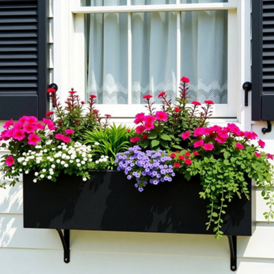 IDEALIST™ 60cm Window Box Garden Planter, Black Reinforced Stone ...
