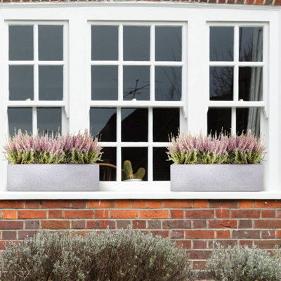 IDEALIST™ 60cm Window Box Garden Planter, Grey Marble Effect Windowsill ...