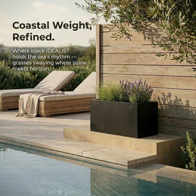 IDEALIST™ 65cm Trough Garden Planter, Black Reinforced Stone ...