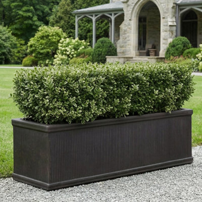 IDEALIST™ 80cm Planter, Garden Trough, Vintage Slate Effect Rectangular ...