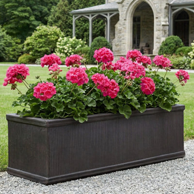 IDEALIST™ 80cm Planter, Garden Trough, Vintage Slate Effect Rectangular ...
