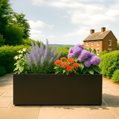 IDEALIST™ 80cm Trough Garden Planter, Black Reinforced Stone ...