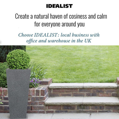 IDEALIST™ 89cm Tall Planter, Grey Reinforced Stone Tapered Planter ...