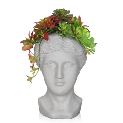Buy IDEALIST™ Antique Face Planter, White Reinforced Stone Pot Cover ...