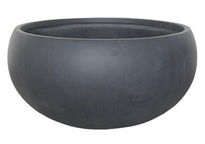 IDEALIST Classic Smooth Black Garden Bowl Planter, Outdoor Plant Pot ...
