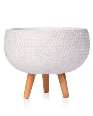 IDEALIST™ (Dia) 14.2 Inch White Reinforced Stone Flower Pot, Bowl ...