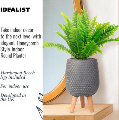 IDEALIST™ (Dia) 19cm Dark Grey Reinforced Stone Flower Pot, Small Round ...