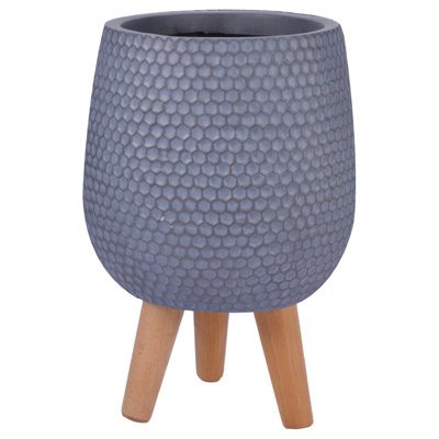 IDEALIST™ (Dia) 19cm Grey Reinforced Stone Flower Pot, Small Round ...