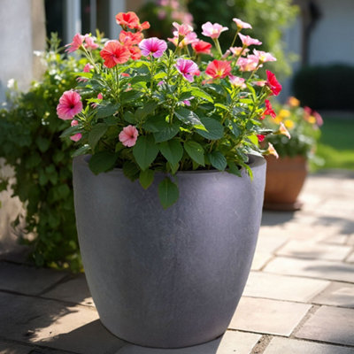 IDEALIST™ (Dia) 45cm Plant Pot, Dark Grey Reinforced Stone Garden ...