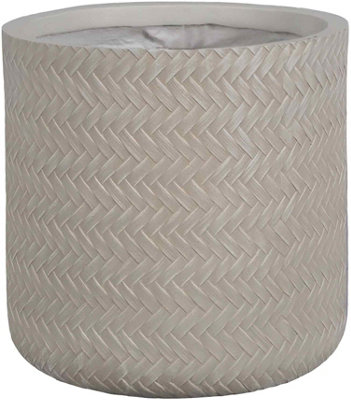 IDEALIST Plaited Style Beige Planter Table, Round Indoor Plant Pot Also ...