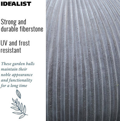IDEALIST Vertical Ribbed Light Grey Outdoor Garden Decorative Ball D39 ...
