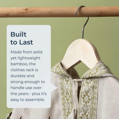 idooka Bamboo Adult Clothes Rack with Textile Shelf Lightweight ...