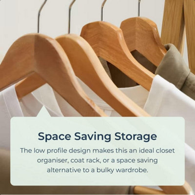 idooka Bamboo Adult Clothes Rack with Textile Shelf Lightweight ...