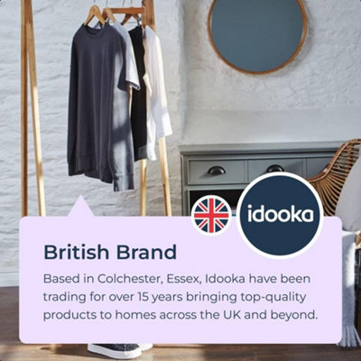 idooka Bamboo Adult Clothes Rack with Textile Shelf Lightweight ...