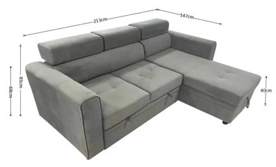 IE Luca Corner Sofa Bed With Storage - VELVET Sofa - Universal Side ...