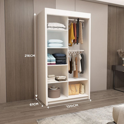 IE Milan Sliding Mirror Door Wardrobe with Drawers & Shelves - Sliding ...