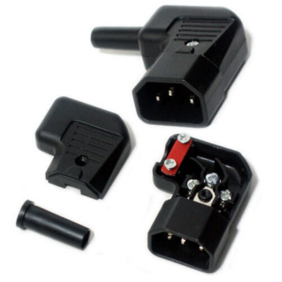 IEC Male C14 Side Right Angled 10A Connector Plug Kettle Power Socket ...