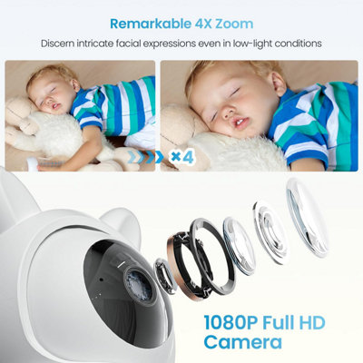 ieGeek 1080p HD Smart Baby Monitor with 4.3 Inch Screen, 360 Pan/Tilt ...