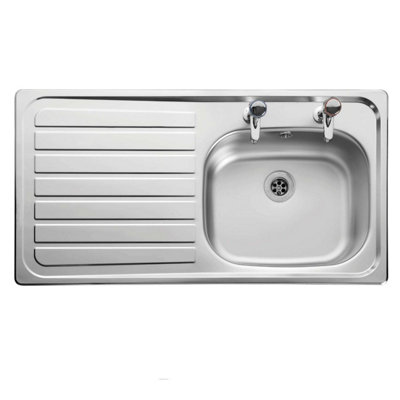 iflo 1 Bowl, 2 Tap Holes Stainless Steel Kitchen Sink with Left Hand ...