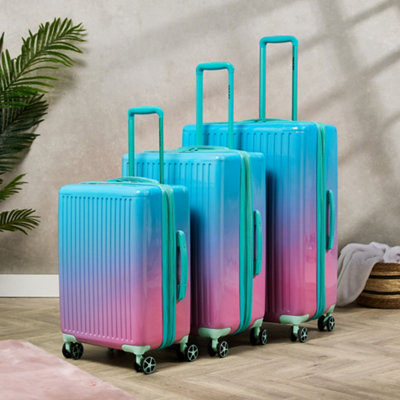 IFLY Vacay 3pcs Luggage Set Hardside Versus Upright (Blue/Pink) - SET