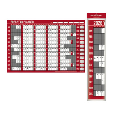 IG Design 2026 Wall Planner Red/White/Grey (One Size)