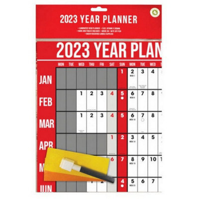 IG Design Commercial Calendar Wall Planner White/Red (One Size)