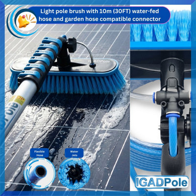 IGAD 10"(25cm) Soft Bristle window Wash Brush with Water Fed Hose Kit ...