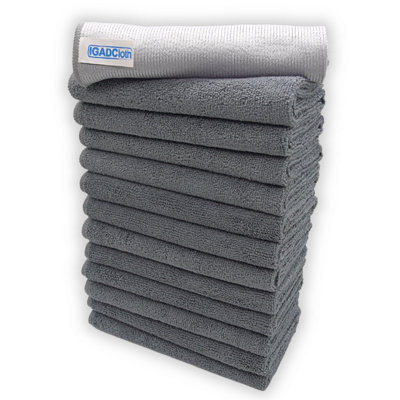 IGADCloth Set of 12 Microfiber cloths 40x40cm, 350gsm Grey | DIY at B&Q