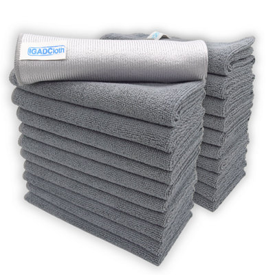 IGADCloth Set of 20 Microfiber cloths 40x40cm Grey | DIY at B&Q