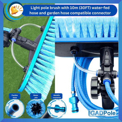 IGADPole 24ft(7m) Extension Pole Kit with Water-fed Brush and Hose ...