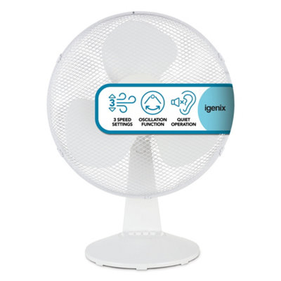 Igenix DF1610 Portable Desk Fan, 16 Inch, 3 Speed, White