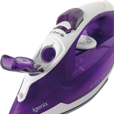 Igenix IG3122 PowerSteam Steam Iron, 2200 W, 250 ml Water tank, Purple ...