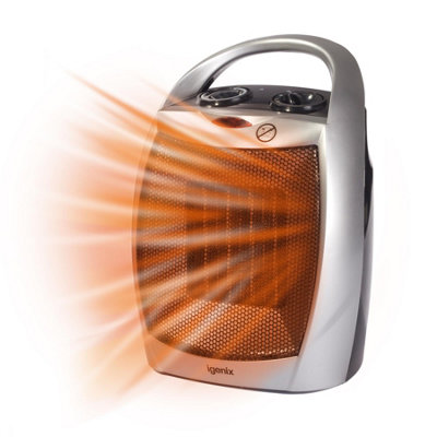 Igenix IG9030, Ceramic Fan Heater, 1800 W, 2 Heat Settings, Silver